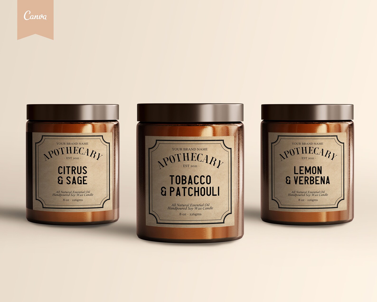 VINTAGE Editable Candle Label APOTHECARY Candle Label Design - Etsy