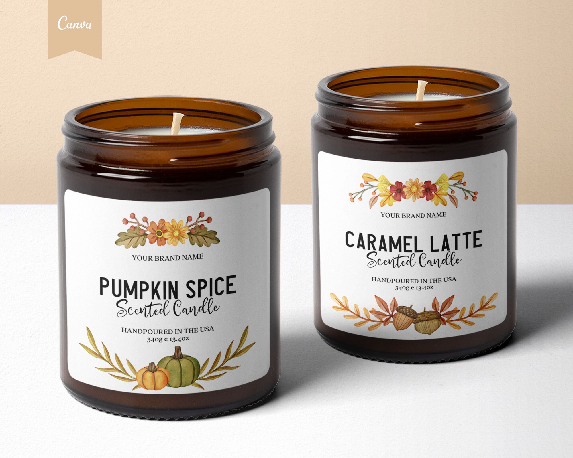 SEASONAL Editable Candle Label, Fall Candle Label Design, Harvest Label ...