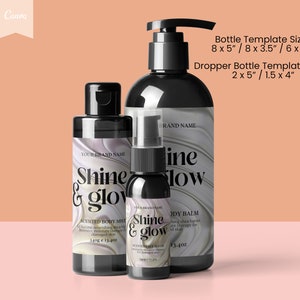 LIQUID Metal Editable Body Product Labels CANVA, DIY Cosmetic Labels ...