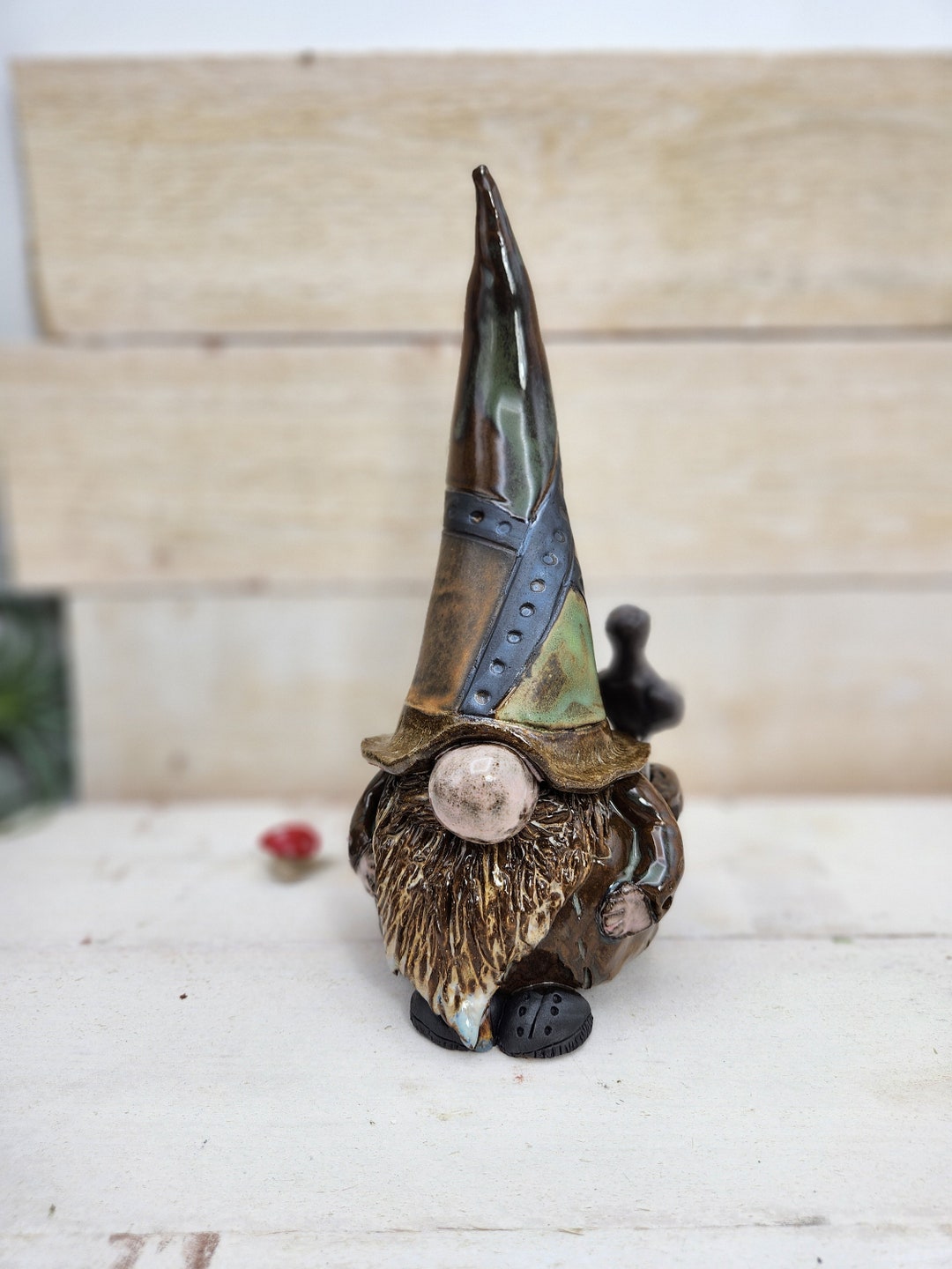 Soldier Gnome With Sword Ceramic Handmade Fairy Garden Gnome Christmas ...