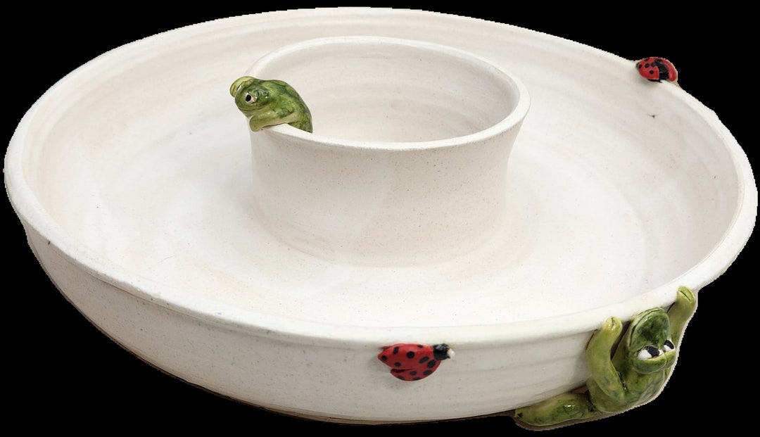 Salsa Tray Appetizer Dips Pottery Ceramic Frog Ladybug Forest Pottery ...