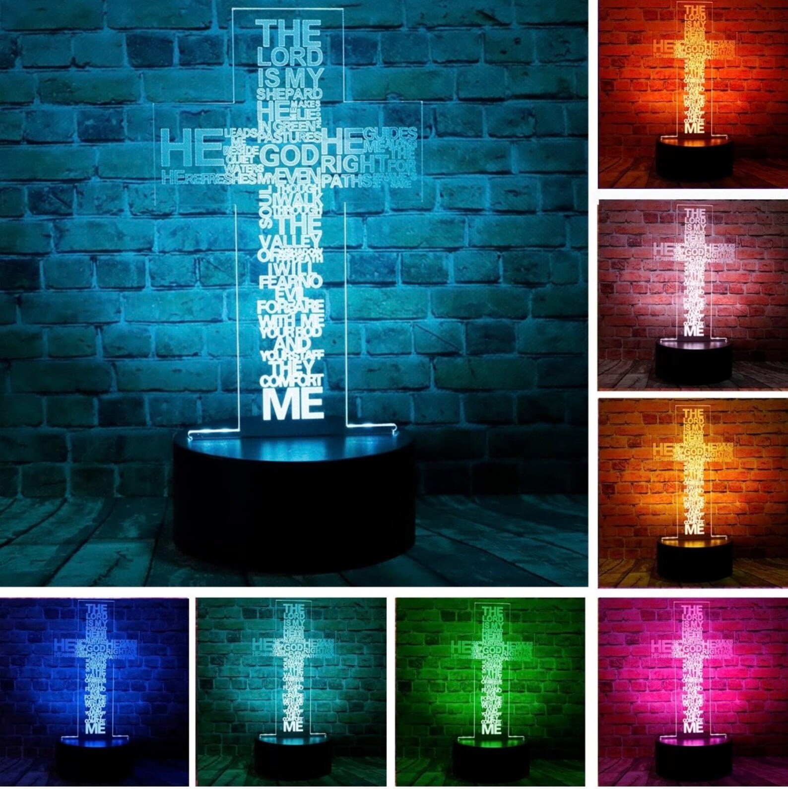 Christ Jesus Cross 3D Optical Illusion LED Bedroom Decor - Etsy