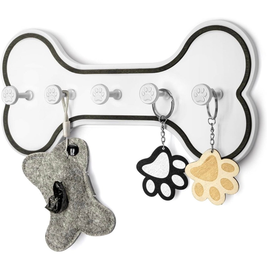 3D Bone Design Dog Leash Holder, Rustic Farmhouse Dog Collar Hanger ...