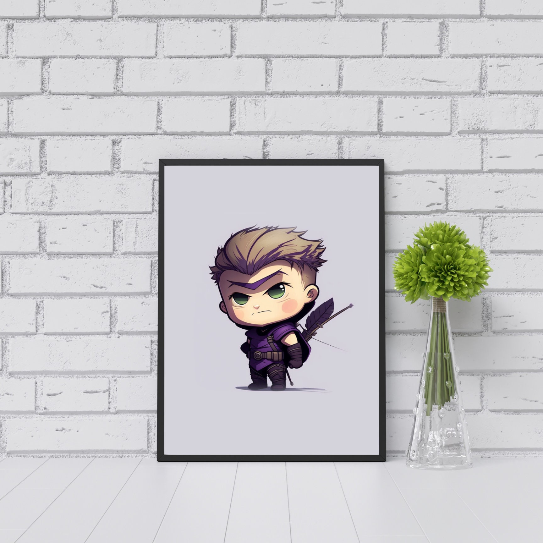 Digital Cartoon Portrait of Hawkeye, Home Decor, Instant Digital ...
