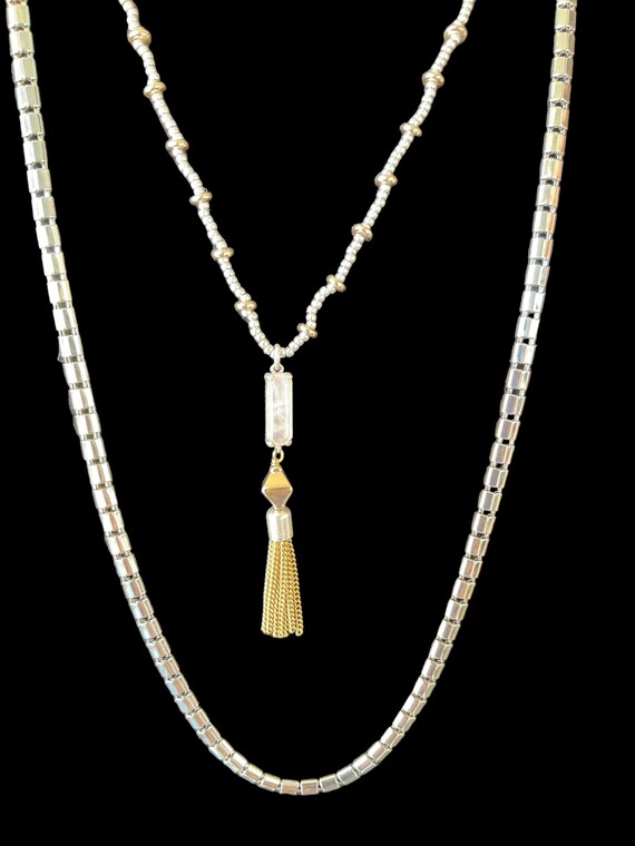 Stella & Dot three strand 40” chain Laurel Lariat nec… - Gem