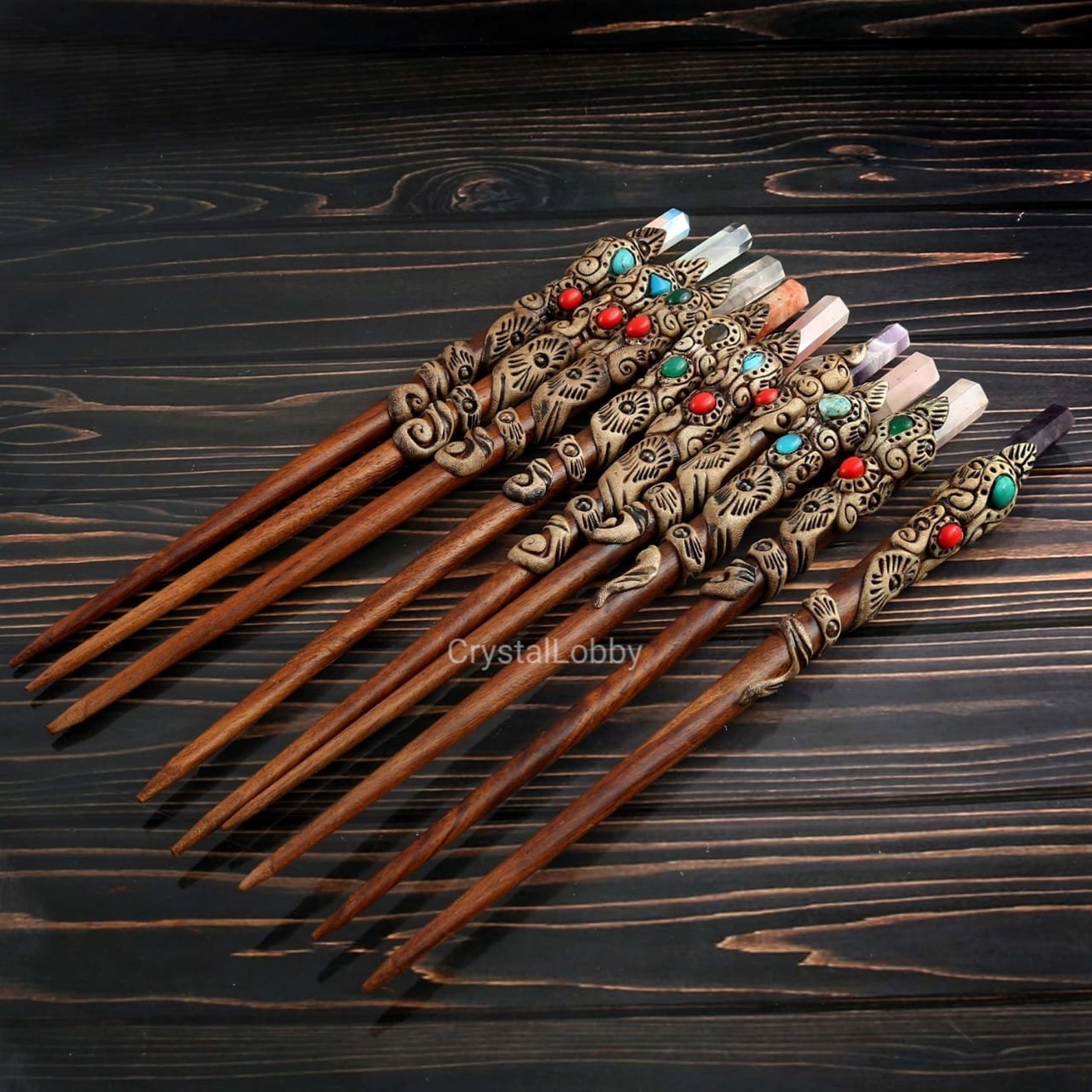 Crystal Pencil Hair Stick, Tower Hair Stick, Polymer Clay Hair Sticks ...