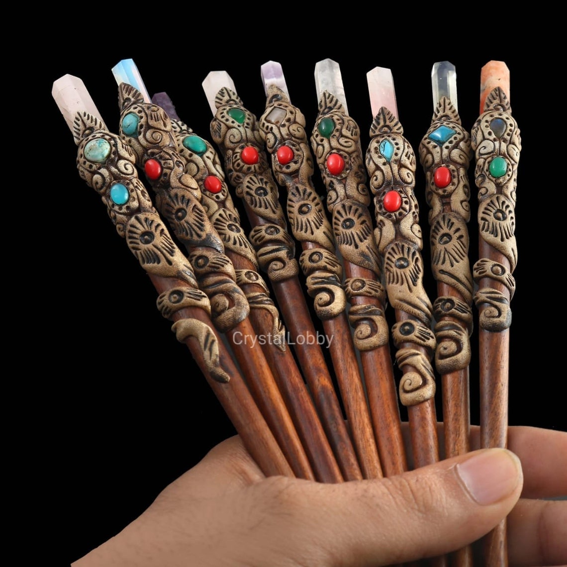 Crystal Pencil Hair Stick, Tower Hair Stick, Polymer Clay Hair Sticks ...