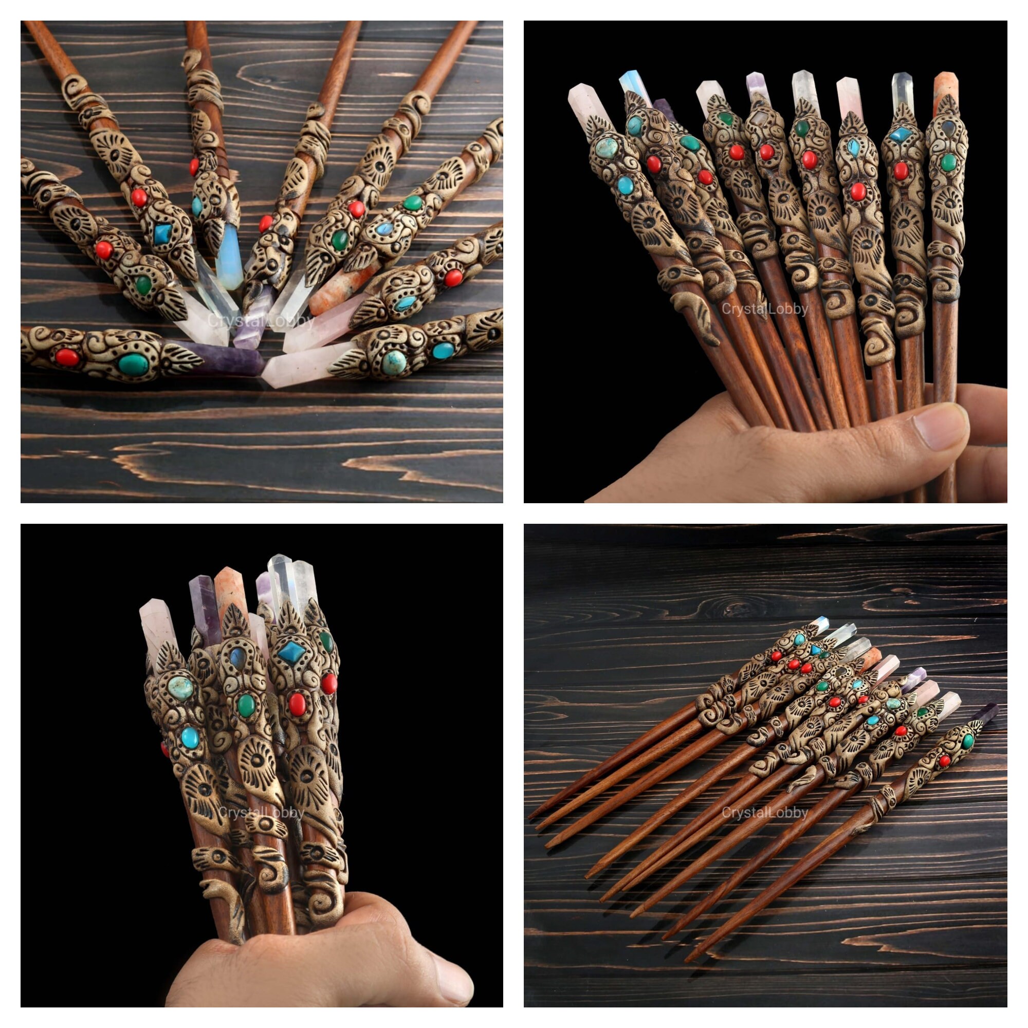 Crystal Pencil Hair Stick, Tower Hair Stick, Polymer Clay Hair Sticks ...