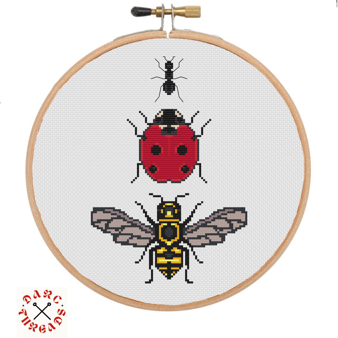 Garden Bugs Taxidermy, Ant, Bee, Ladybug Cross Stitch Pattern Pdf - Etsy