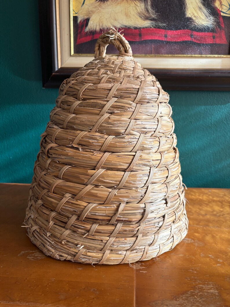 Vintage Large Woven Bee Skep Handmade Decor - Etsy