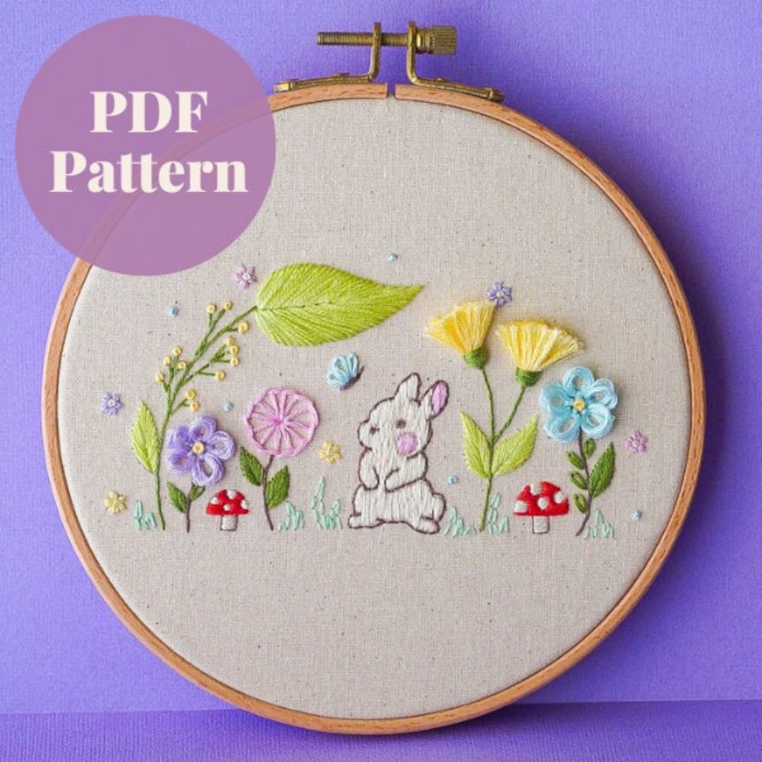 Lunar Rabbit Embroidery Pattern, Instant Digital Download PDF Pattern ...