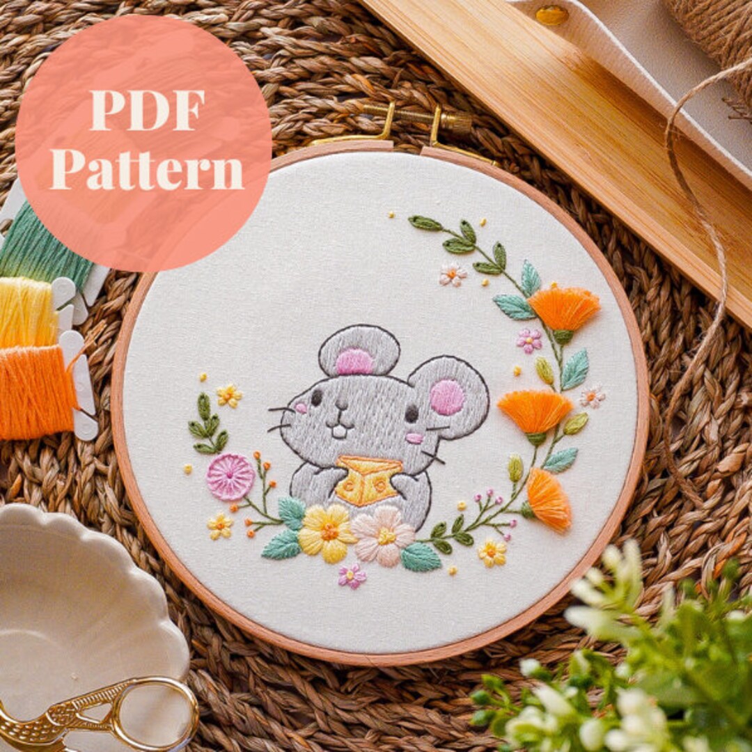 Lunar Rat Embroidery Pattern, Instant Digital Download PDF Pattern ...
