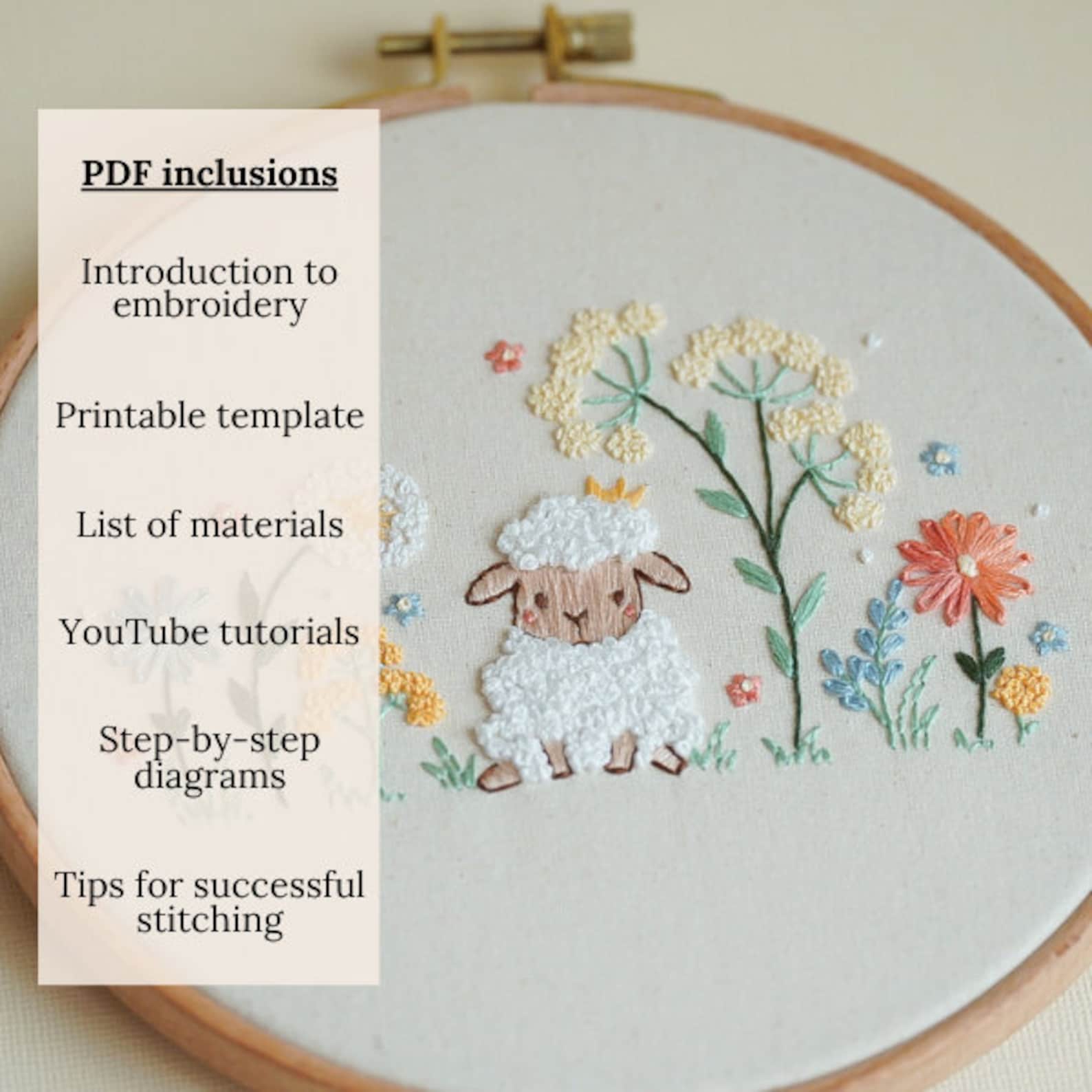 Lunar Sheep Embroidery Pattern Instant Digital Download PDF - Etsy
