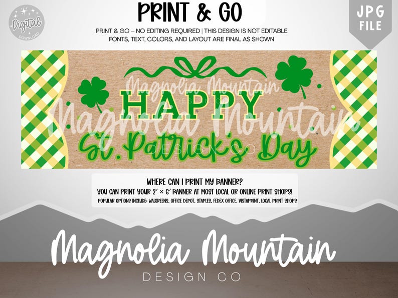Happy St. Patrick's Day Printable Banner | Girly Croquette Birthday ...