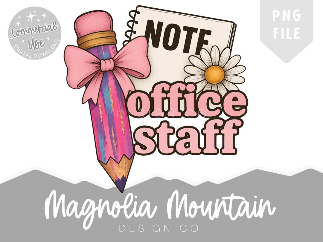 Office Staff Pencil Bow Png, Preppy Front Office Sublimation Design ...