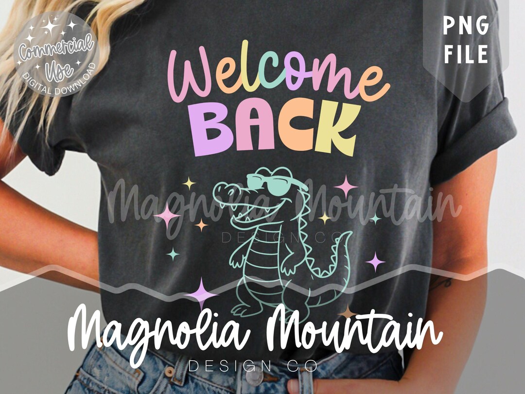 Welcome Back Shirt PNG, Retro Alligator Back to School Design, Pastel ...