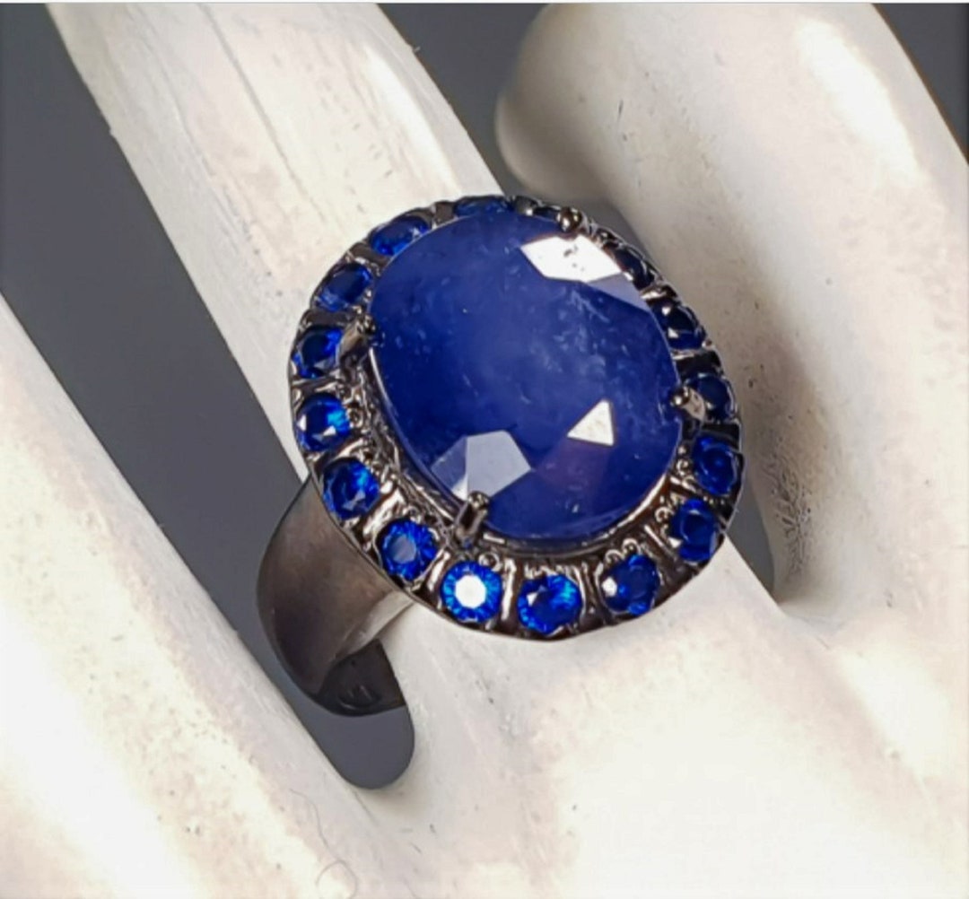 Natural Heated Blue Sapphire Ring Sterling Silver - Etsy