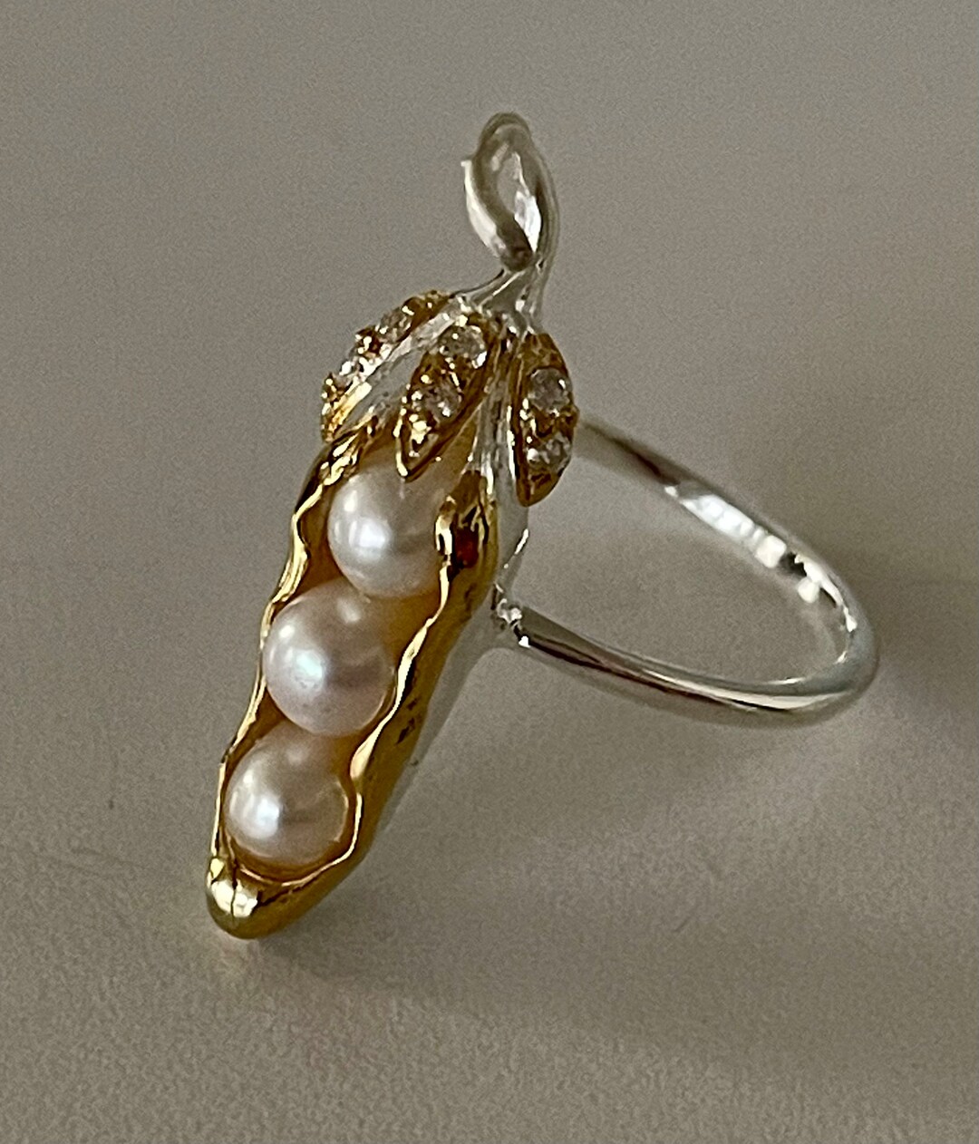 Super Pretty Natural Pearl Peapod Design Ring Sterling Silver 925 - Etsy