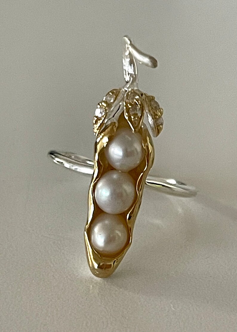 Super Pretty Natural Pearl Peapod Design Ring Sterling Silver 925 - Etsy