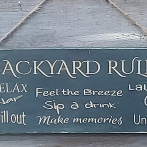 Backyard Rules Wood Carved Hanging Sign | Outdoor Sign | Deck Sign ...