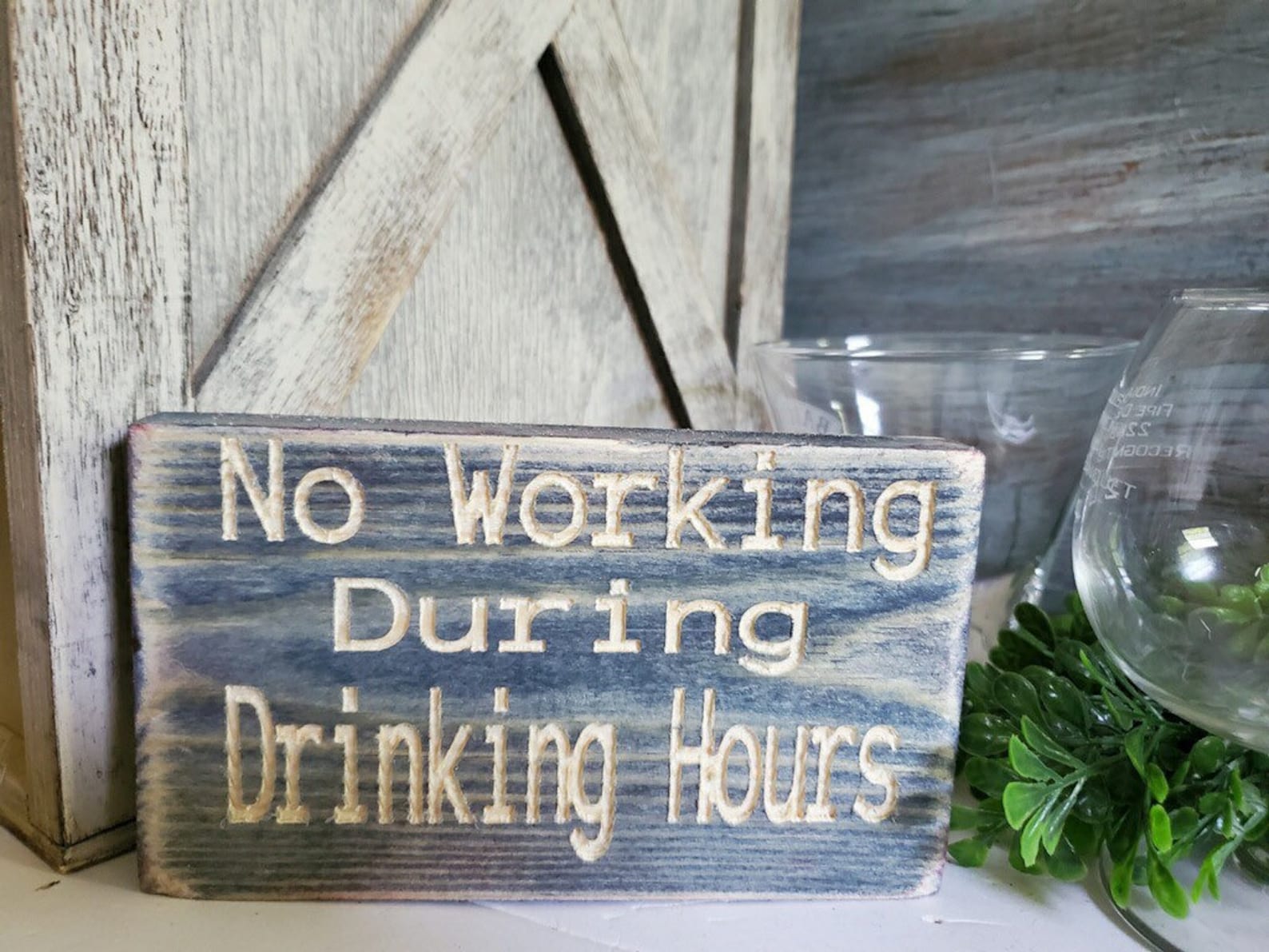 Funny Bar Sign | No Working During Drinking Hours Bar Sign | Bar Decor ...