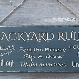 Backyard Rules Wood Carved Hanging Sign | Outdoor Sign | Deck Sign ...