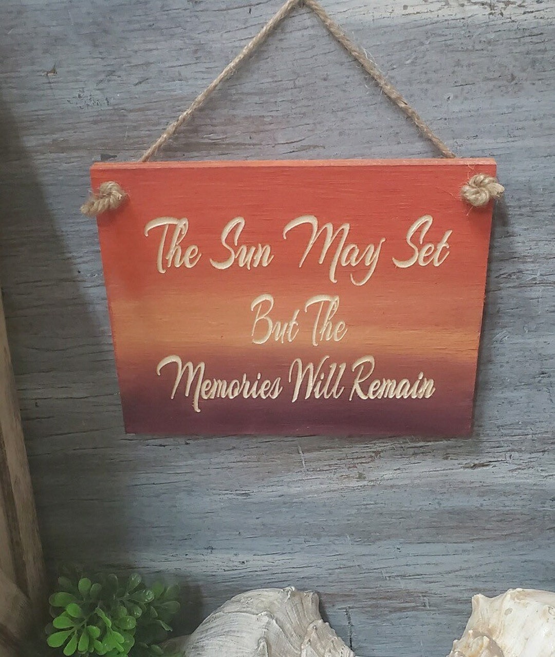 Bereavement Gift | Memorial Sign | Sunset Carved Hanging Sign | Sunset ...