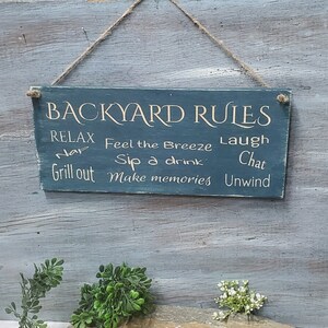 Backyard Rules Wood Carved Hanging Sign | Outdoor Sign | Deck Sign ...