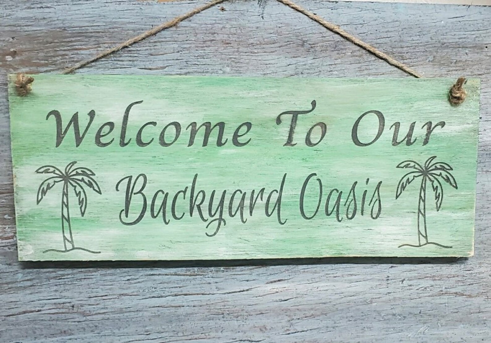 Backyard Oasis Welcome Sign Outdoor Sign Wood Carved - Etsy