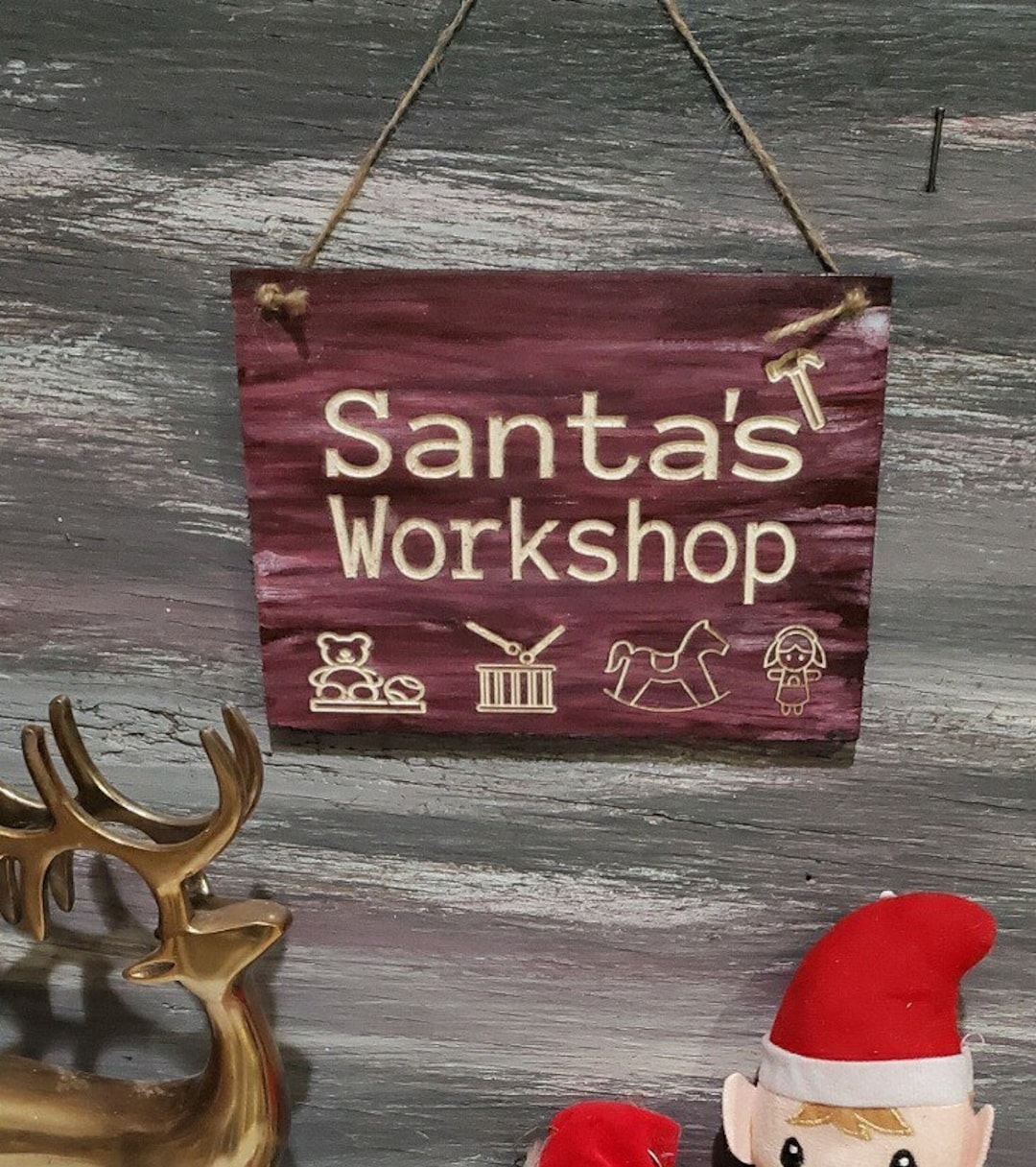 Santas Workshop Christmas Sign Christmas Decor christmas Hanging Sign ...