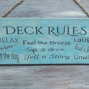 Deck Sign | Deck Rules Wood Hanging Sign | Outdoor Sign | Deck Sign ...
