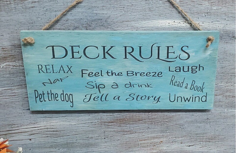 Deck Sign | Deck Rules Wood Hanging Sign | Outdoor Sign | Deck Sign ...