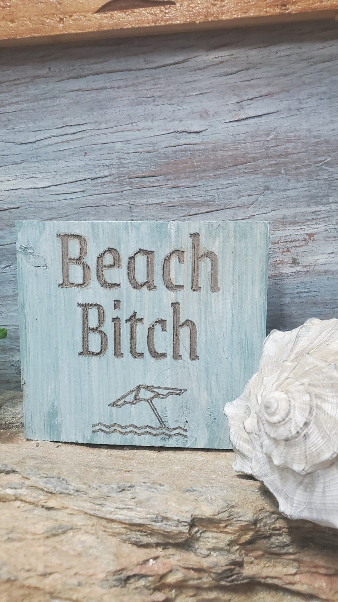 Beach Bitch Wood Carved Hanging Sign | Beach Decor | Beach Signs ...