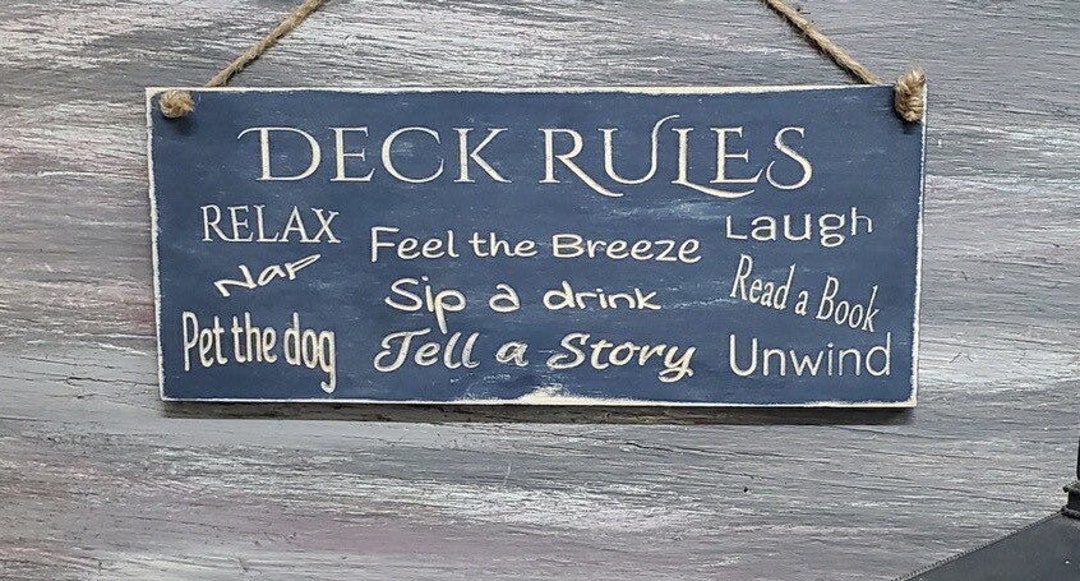 Deck Sign | Deck Rules Wood Hanging Sign | Outdoor Sign | Deck Sign ...