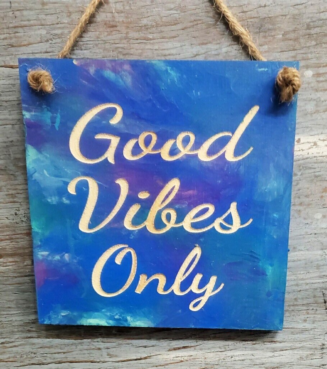 Good Vibes Only Hanging Sign | Tie Dye Wall or Door Hanging Sign | Wood ...
