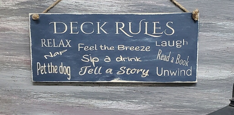 Deck Sign | Deck Rules Wood Hanging Sign | Outdoor Sign | Deck Sign ...