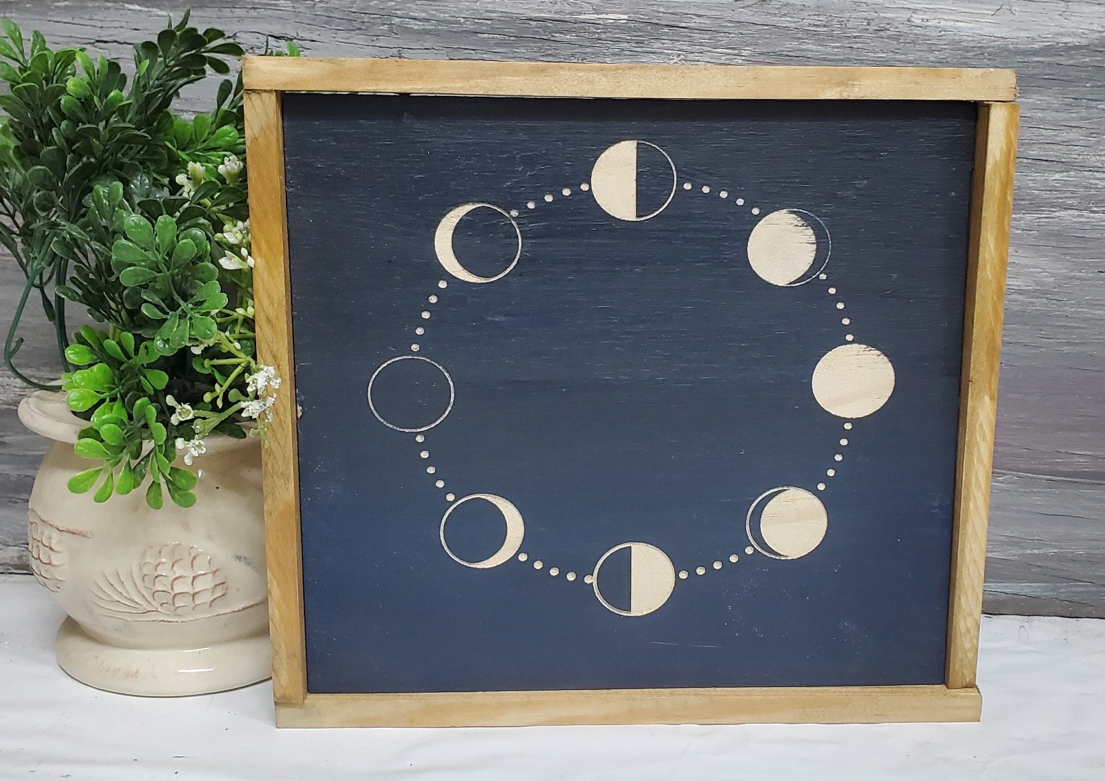 Sun and Moon Art Lunar Cycle Wood Framed Decor Celestial - Etsy