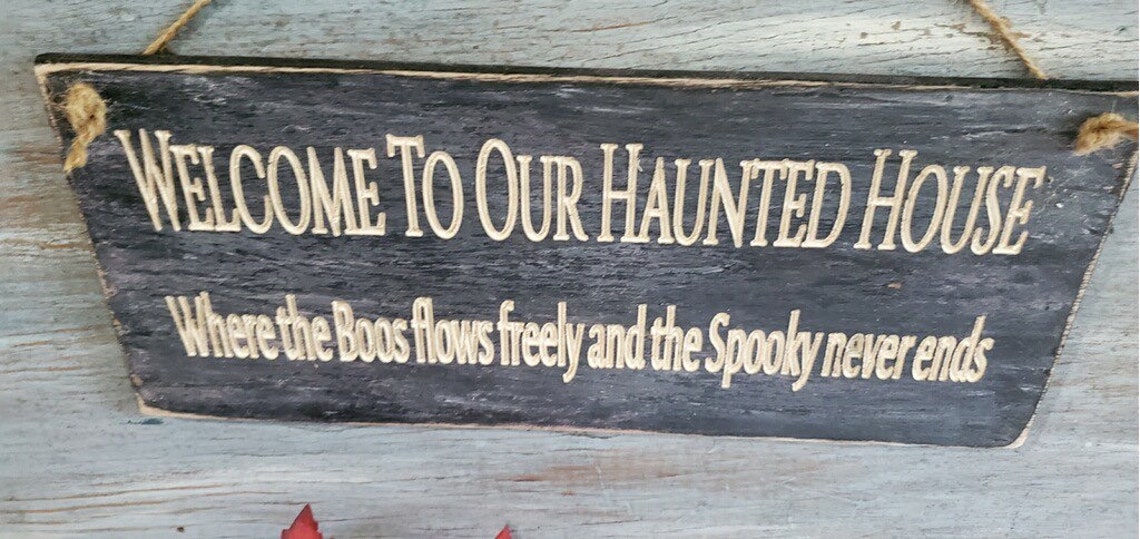 Welcome to Our Haunted House Outdoor Indoor Sign Boos Flow - Etsy