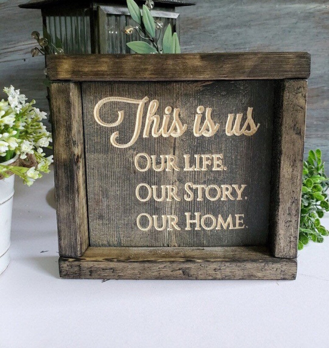 This is Us Wooden Shelf Sitter Sign | Rustic Farmhouse Decor - Etsy