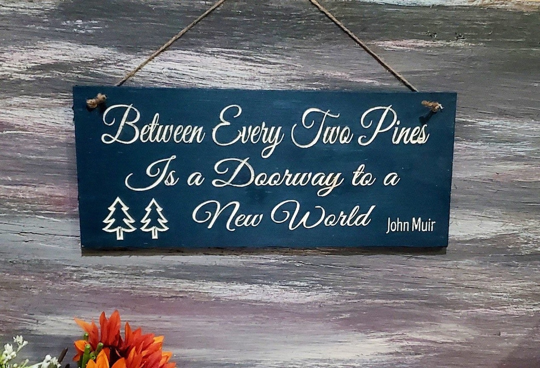 Between Every Two Pines is A Doorway to A New World Quote Wood Carved ...