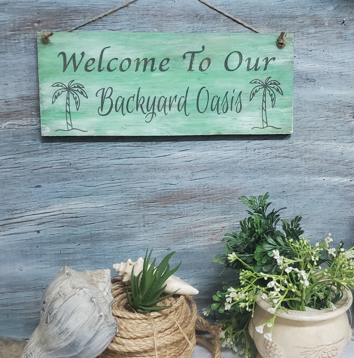 Backyard Oasis Welcome Sign Outdoor Sign Wood Carved - Etsy