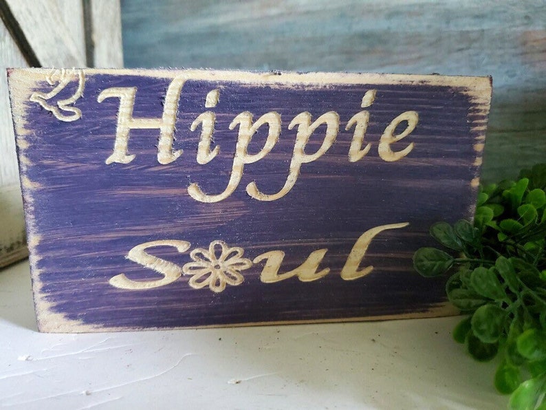 Hippie Soul Engraved Wood Sign | 60s 70s Boho Decor - Etsy