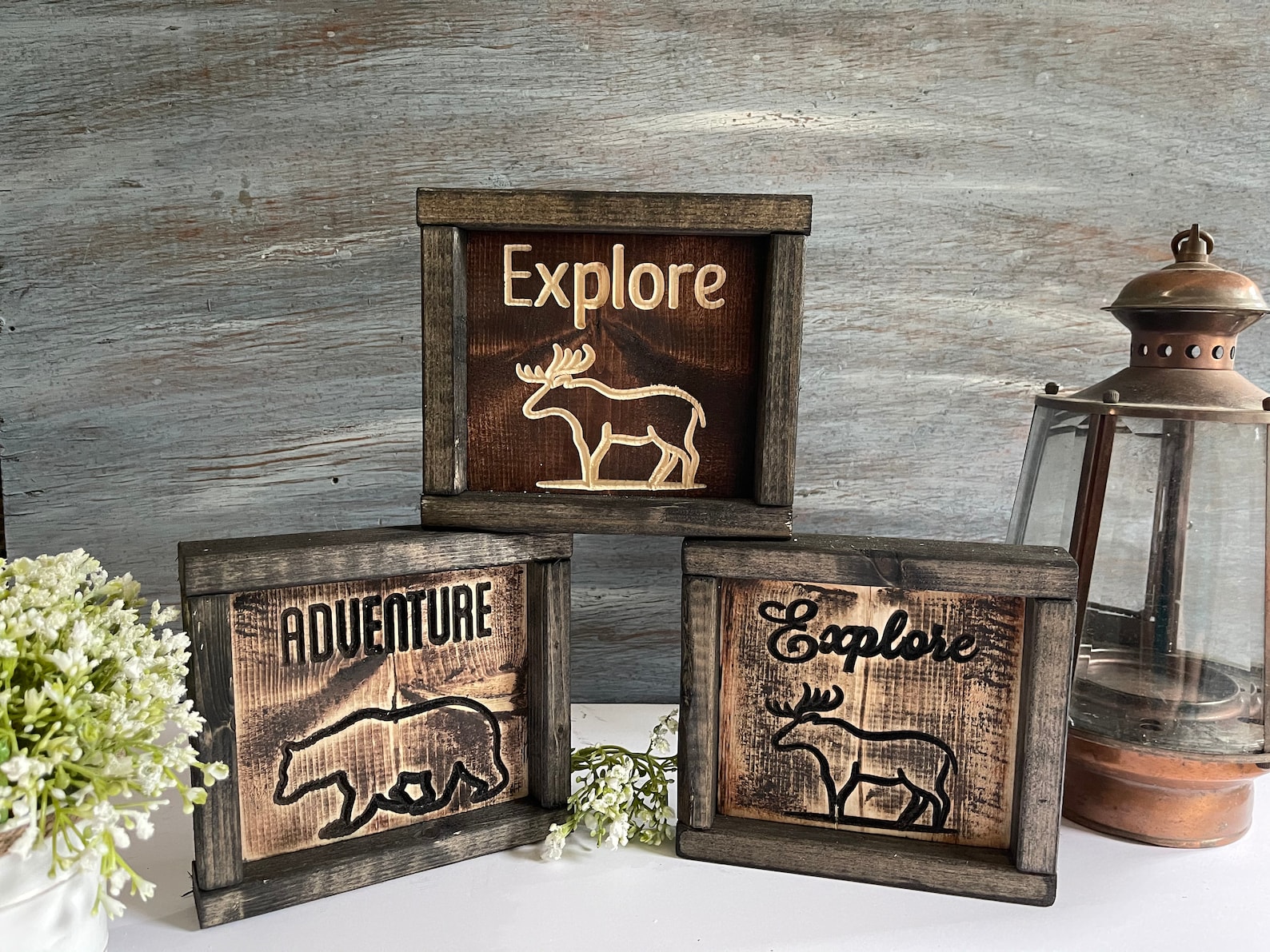 Wooden Adventure Awaits Explore Shelf Sitter | Free Standing Mini Sign ...