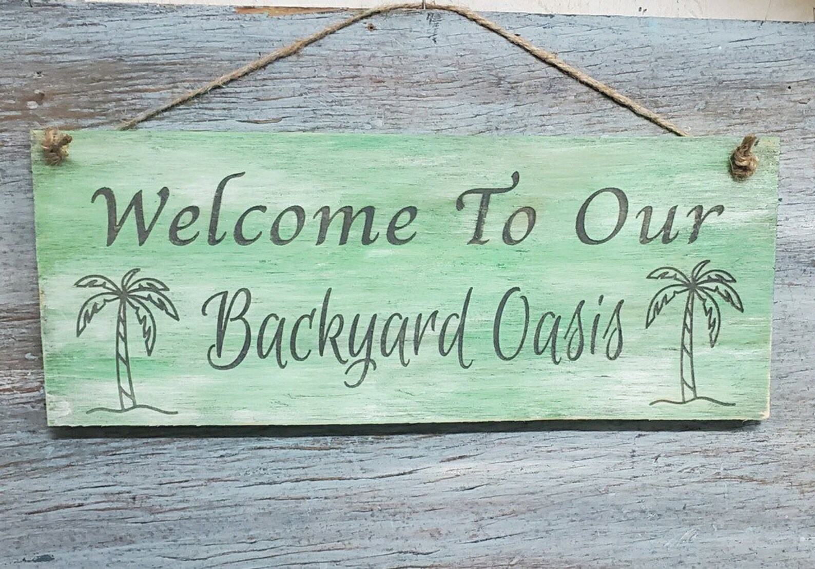 Backyard Oasis Welcome Sign Outdoor Sign Wood Carved - Etsy