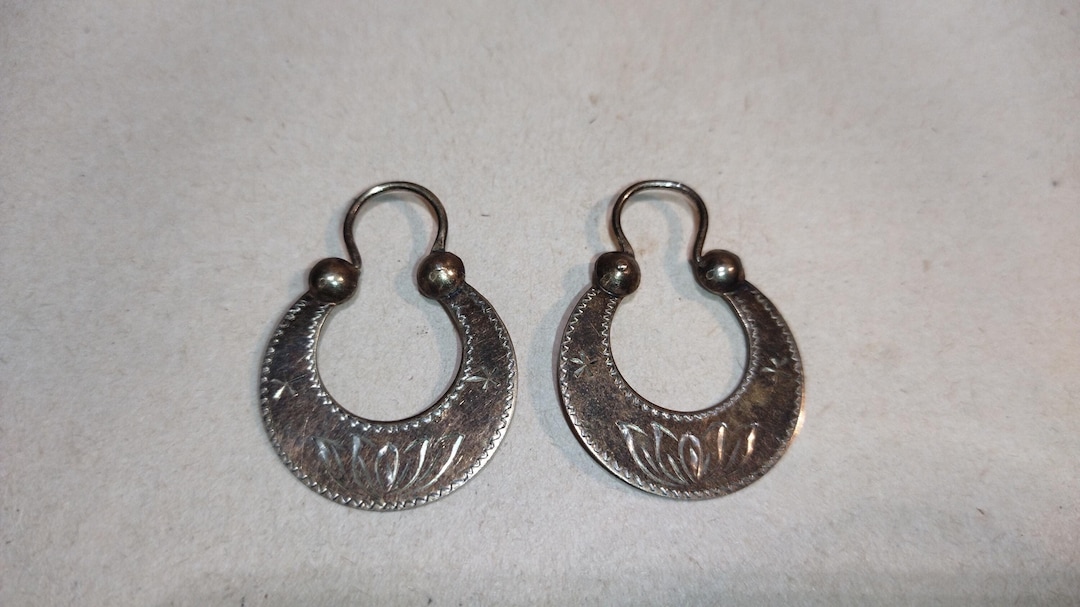 Antique Ukrainian Earrings, Soviet Silver Earrings, Crescent Earrings ...