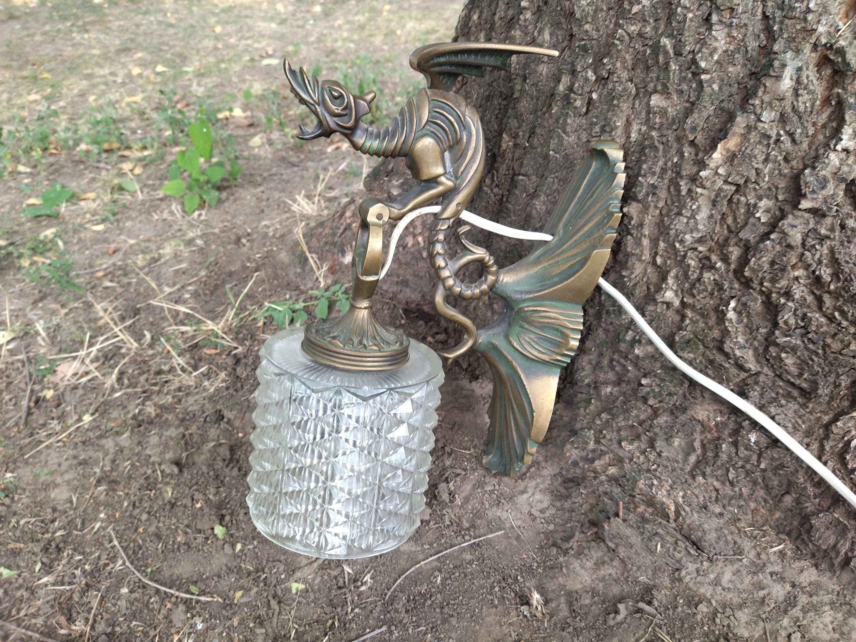 Soviet Wall Lamp Gargoyle, Lamp Gargoyle, Bronze Statuette Lamp ...