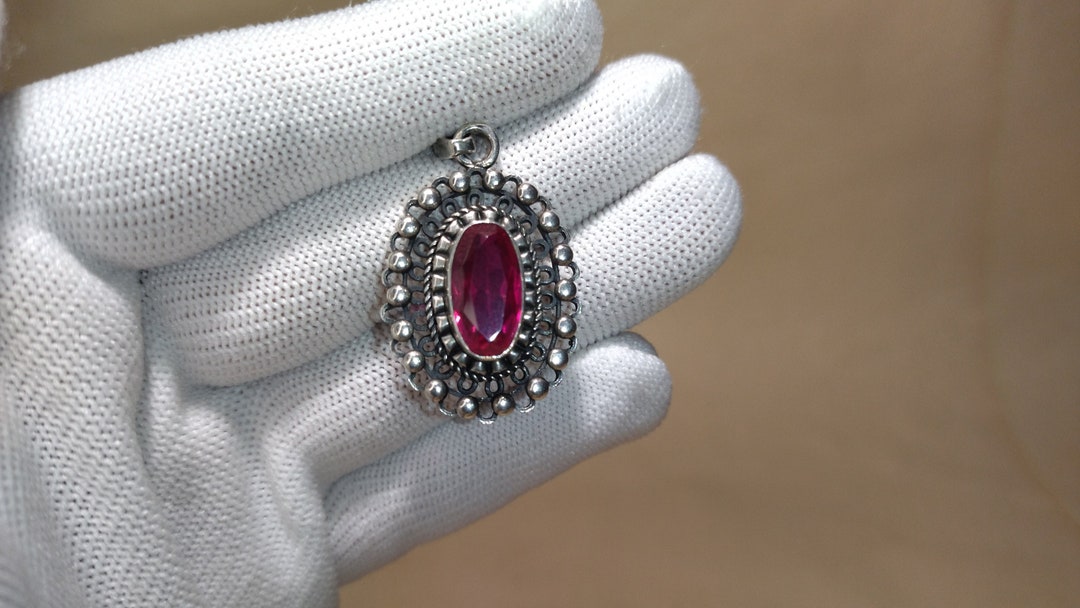 Rare Soviet Silver Pendant Pink Stone, Rare Soviet Silver Necklace ...