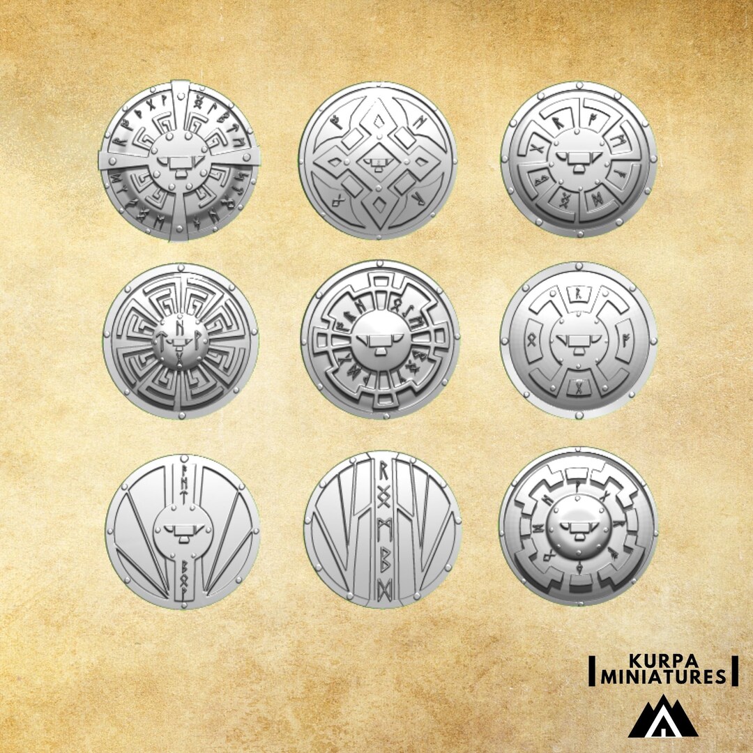 9 Dwarf Round Shields for Fantasy Tabletop Gaming Warhammer/ninth Age ...