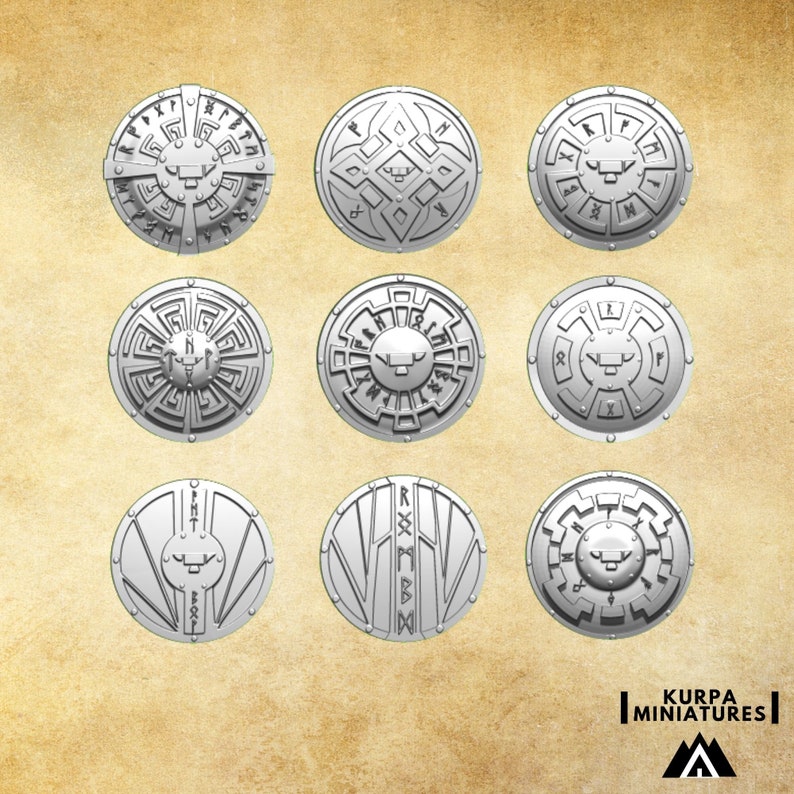 9 Dwarf Round Shields for Fantasy Tabletop Gaming Warhammer/ninth Age ...