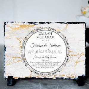 Personalised Black and Gold Umrah Mubarak Slate| Surah Rabbana Atina ...